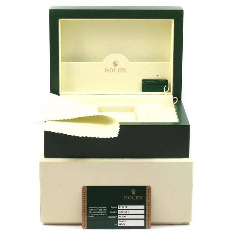 Rolex GMT Master II Green Hand Steel Men's Watch 116710 Box Card at 1stDibs