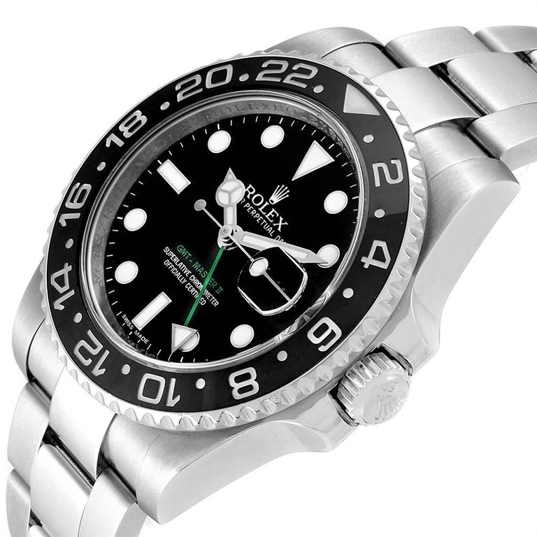 Rolex GMT Master II Green Hand Steel Men's Watch 116710 Box Card For ...
