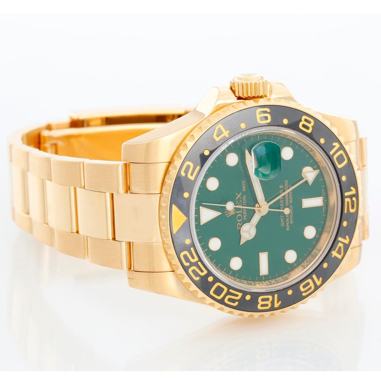 Rolex GMT-Master II Men's 18k Yellow Gold Watch 116718 Ceramic Bezel ...