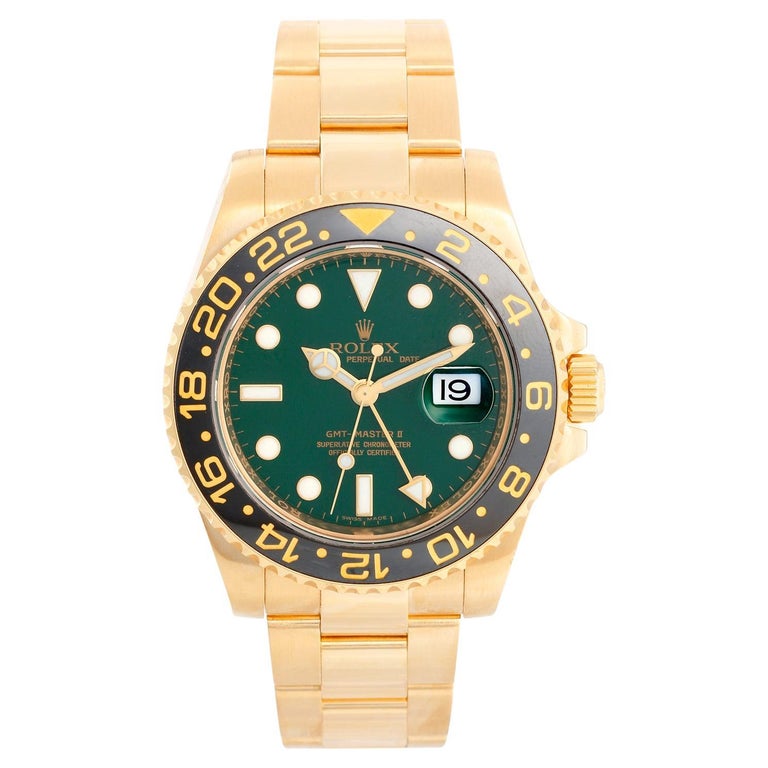 Rolex GMT-Master II Men's 18k Yellow Gold Watch 116718 Ceramic Bezel ...