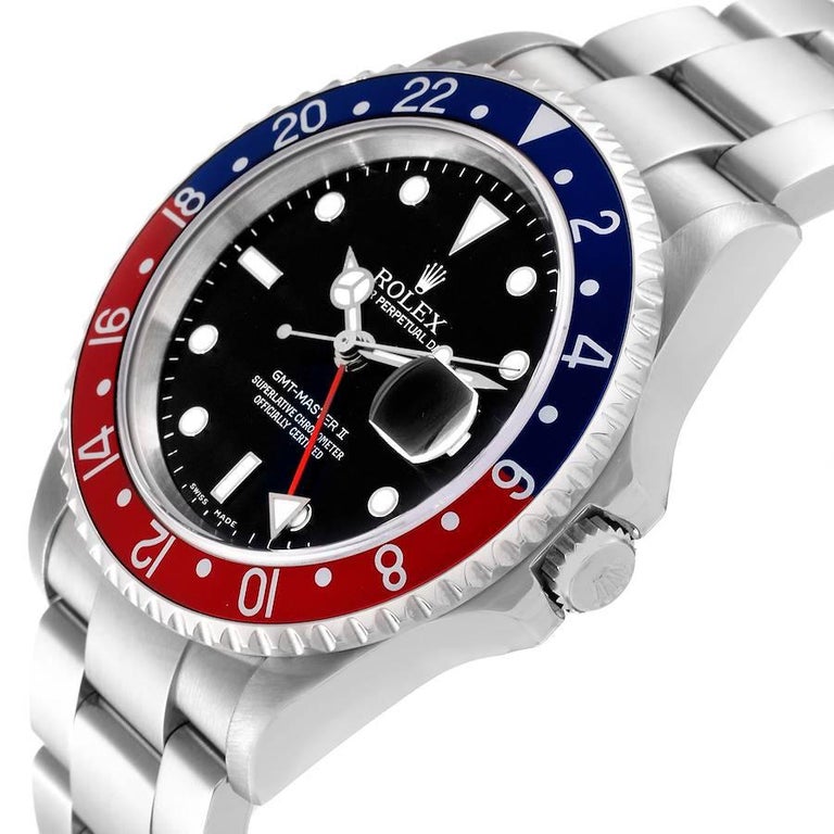 Rolex GMT Master II Pepsi Bezel Steel Mens Watch 16710 Box Papers at ...