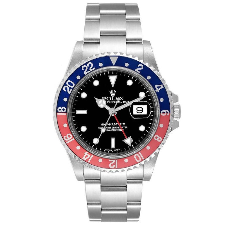 Rolex GMT Master II Pepsi Bezel Steel Mens Watch 16710 For Sale at 1stDibs