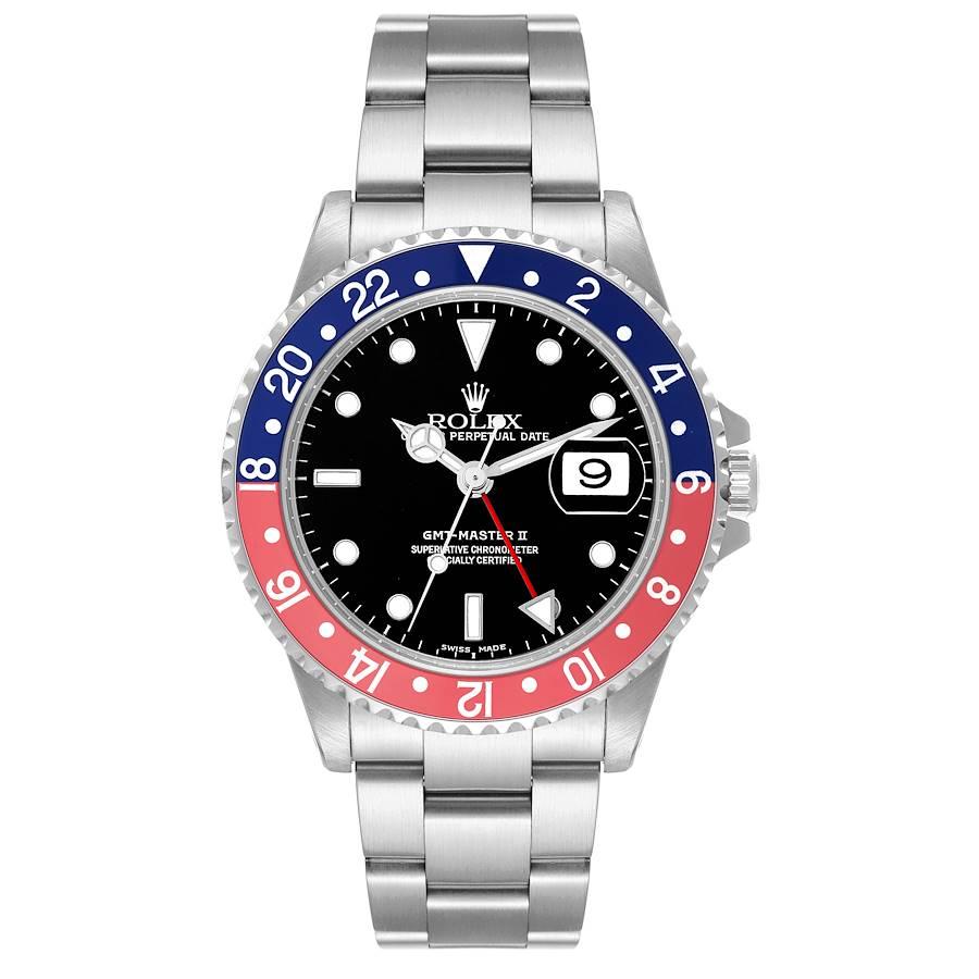 Rolex GMT Master II Pepsi Bezel Steel Mens Watch 16710 For Sale at ...