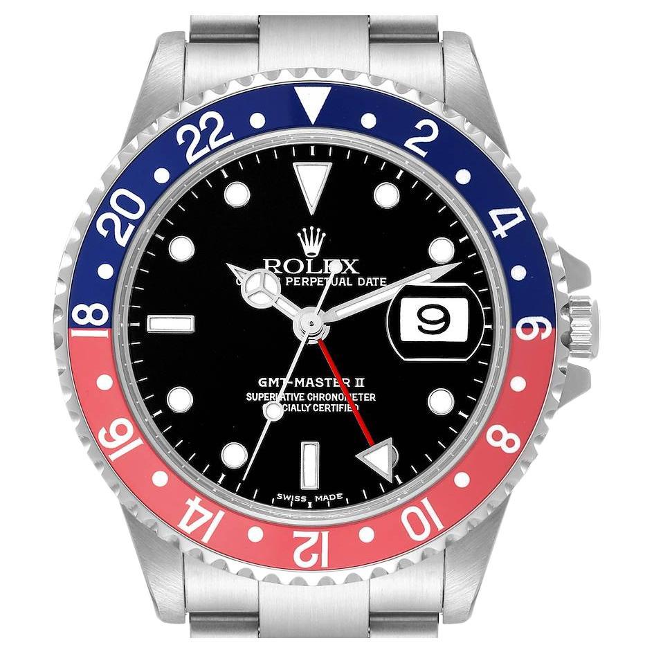 Rolex GMT Master II Black Red Coke Bezel Steel Mens Watch 16710 For ...