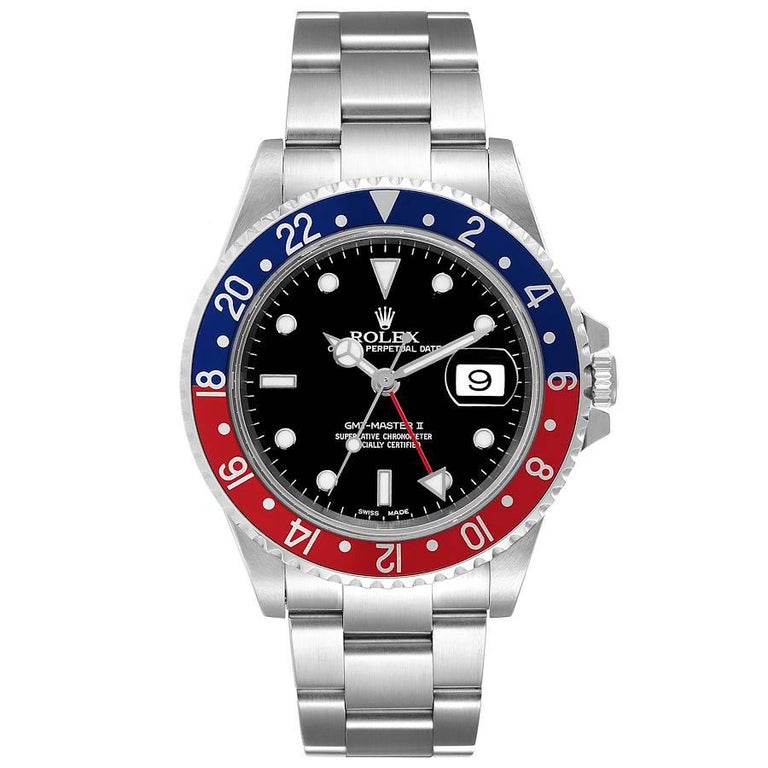 Rolex GMT Master II Pepsi Red and Blue Bezel Steel Mens Watch 16710 For ...