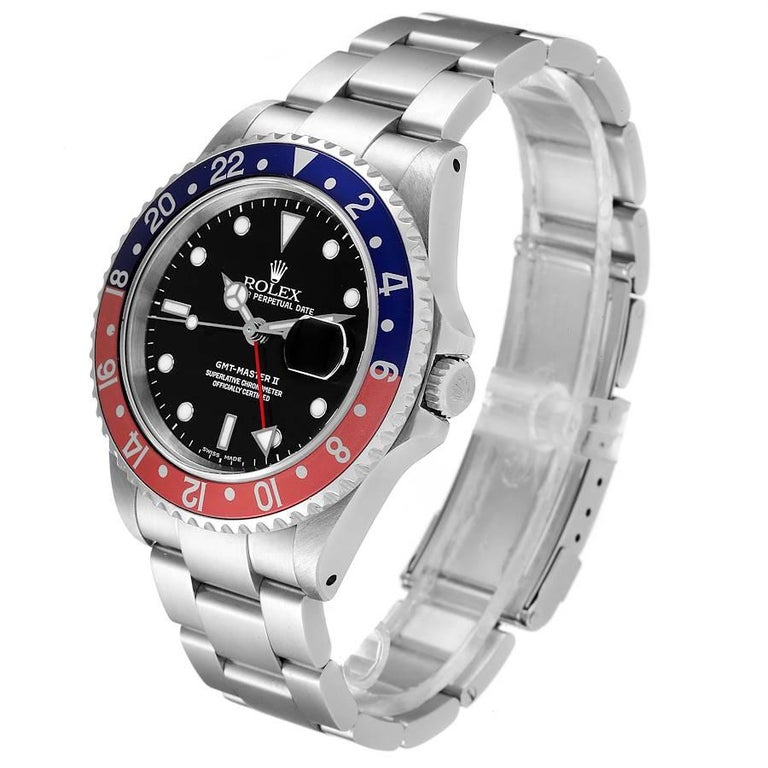Rolex GMT Master II Pepsi Red and Blue Bezel Steel Mens Watch 16710 For ...