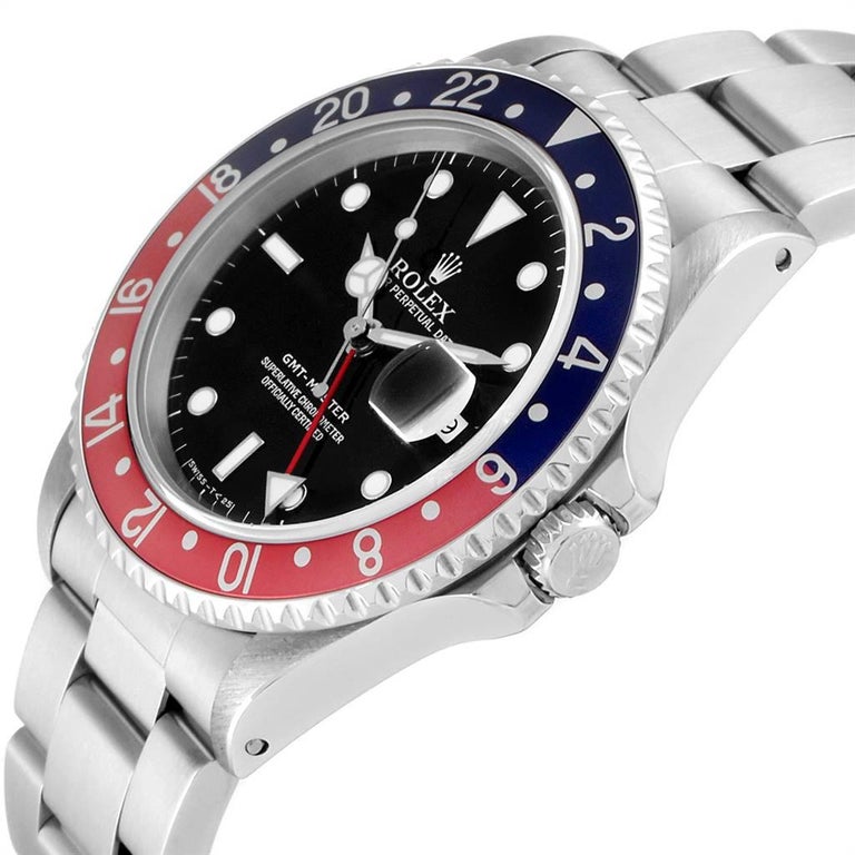 Rolex GMT Master II Pepsi Red and Blue Bezel Steel Men's Watch 16710 ...