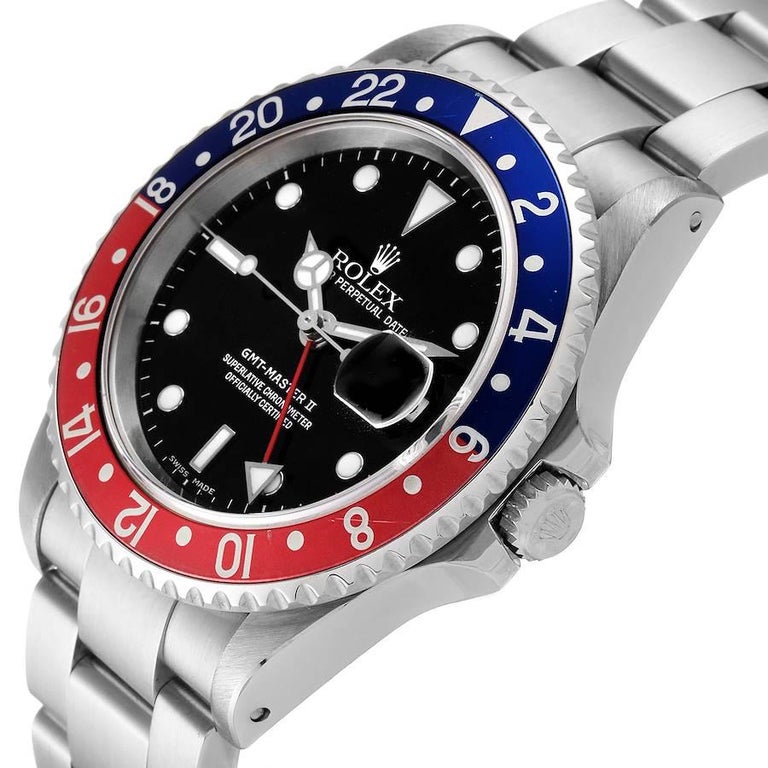 Rolex GMT Master II Pepsi Red and Blue Bezel Steel Mens Watch 16710 For ...