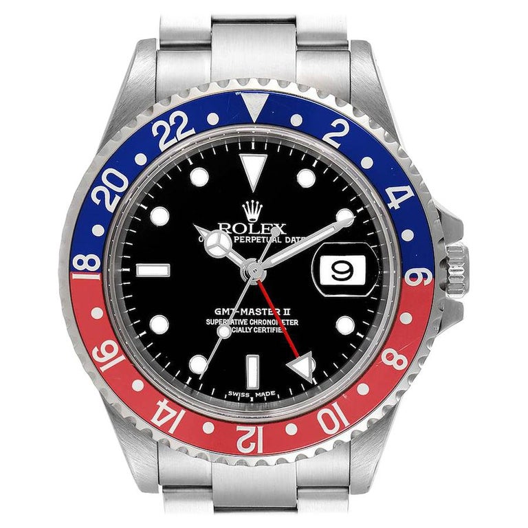 Rolex GMT Master II Pepsi Red and Blue Bezel Steel Mens Watch 16710 For ...