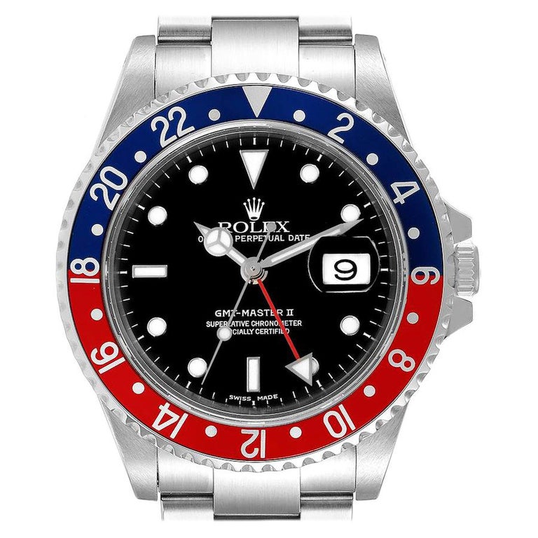 Rolex GMT Master II Pepsi Red and Blue Bezel Steel Mens Watch 16710 For ...
