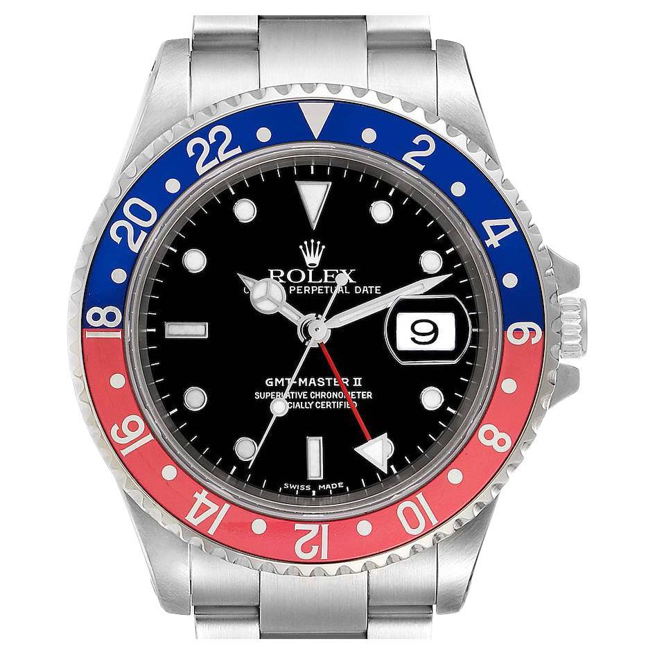 Rolex GMT Master II Blue Red Pepsi Bezel Steel Men's Watch 16710 For ...