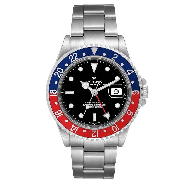 Rolex GMT Master II Pepsi Red and Blue Bezel Steel Watch 16710 Box ...
