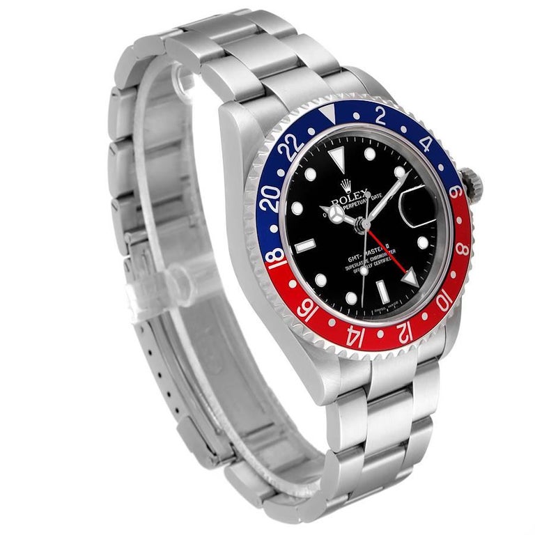 Rolex GMT Master II Pepsi Red and Blue Bezel Steel Watch 16710 Box ...