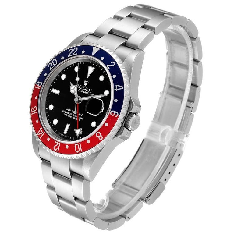 Rolex GMT Master II Pepsi Red and Blue Bezel Steel Watch 16710 Box ...