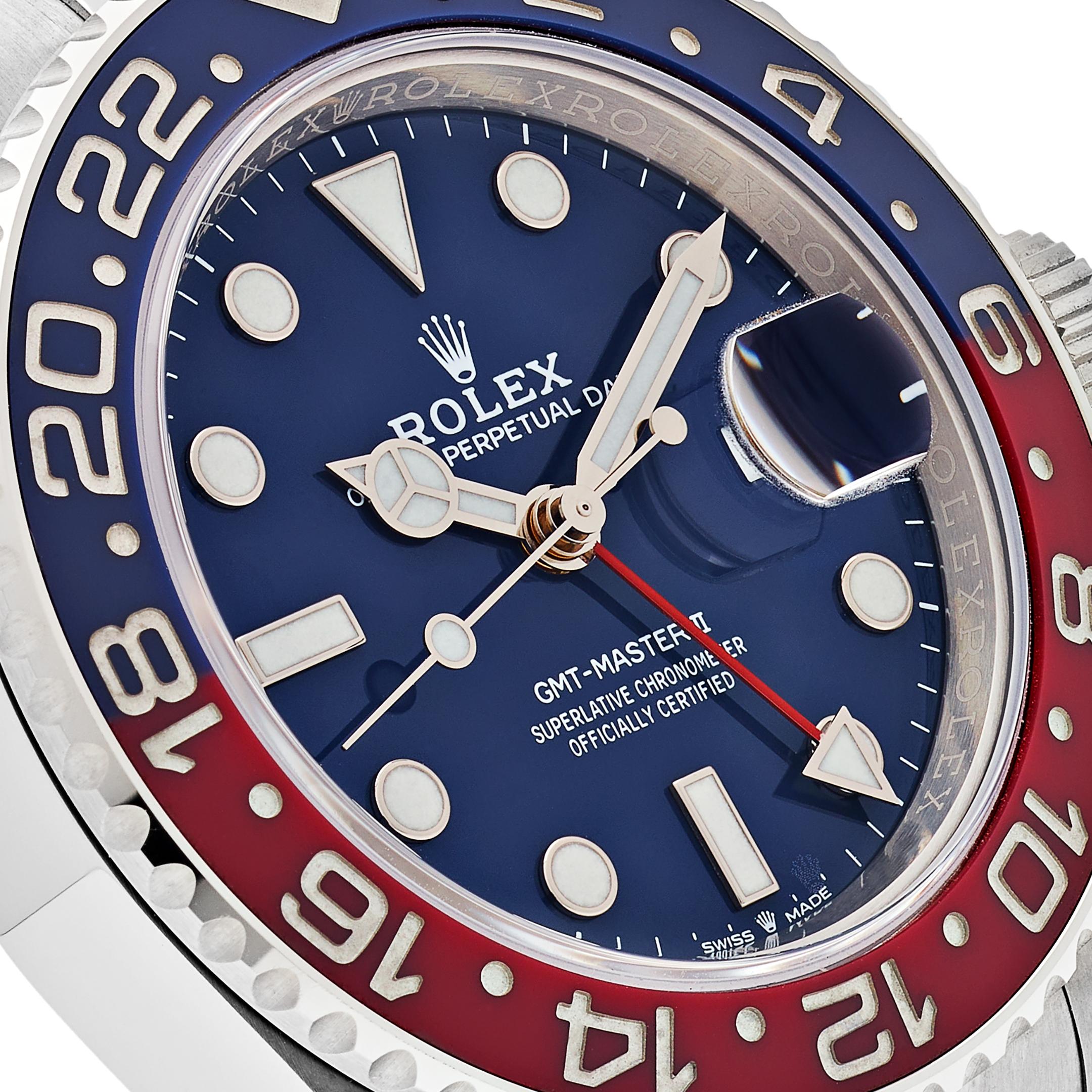 Rolex GMT-Master II Pepsi White Gold Blue Dial 126719BLRO For Sale at ...