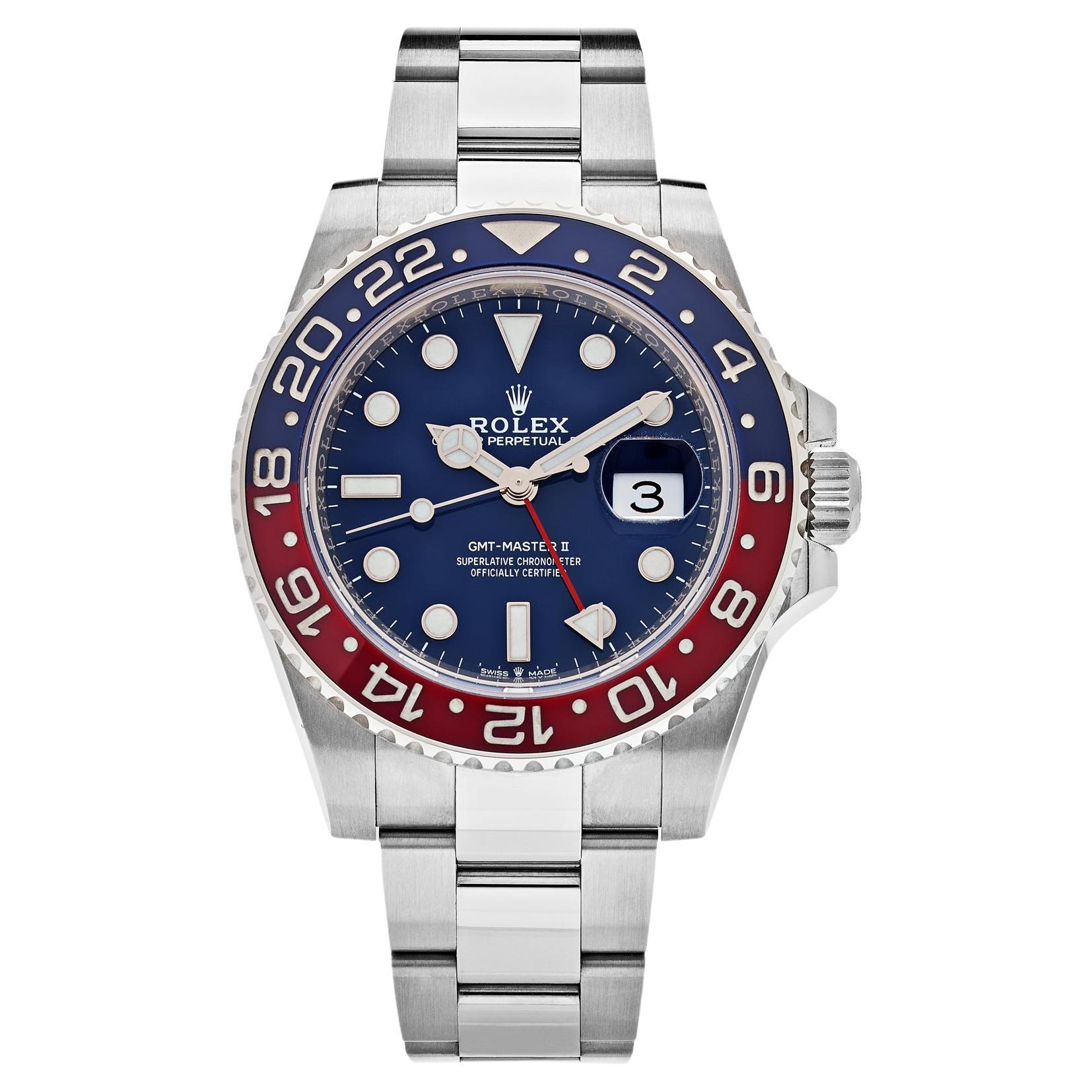 Rolex GMT-Master II Pepsi White Gold Blue Dial 126719BLRO For Sale at ...