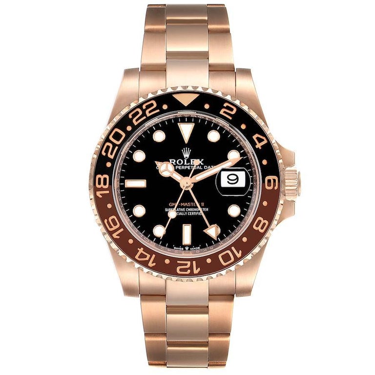 Rolex GMT Master II Rose Gold Mens Watch 126715 Box Card For Sale at ...