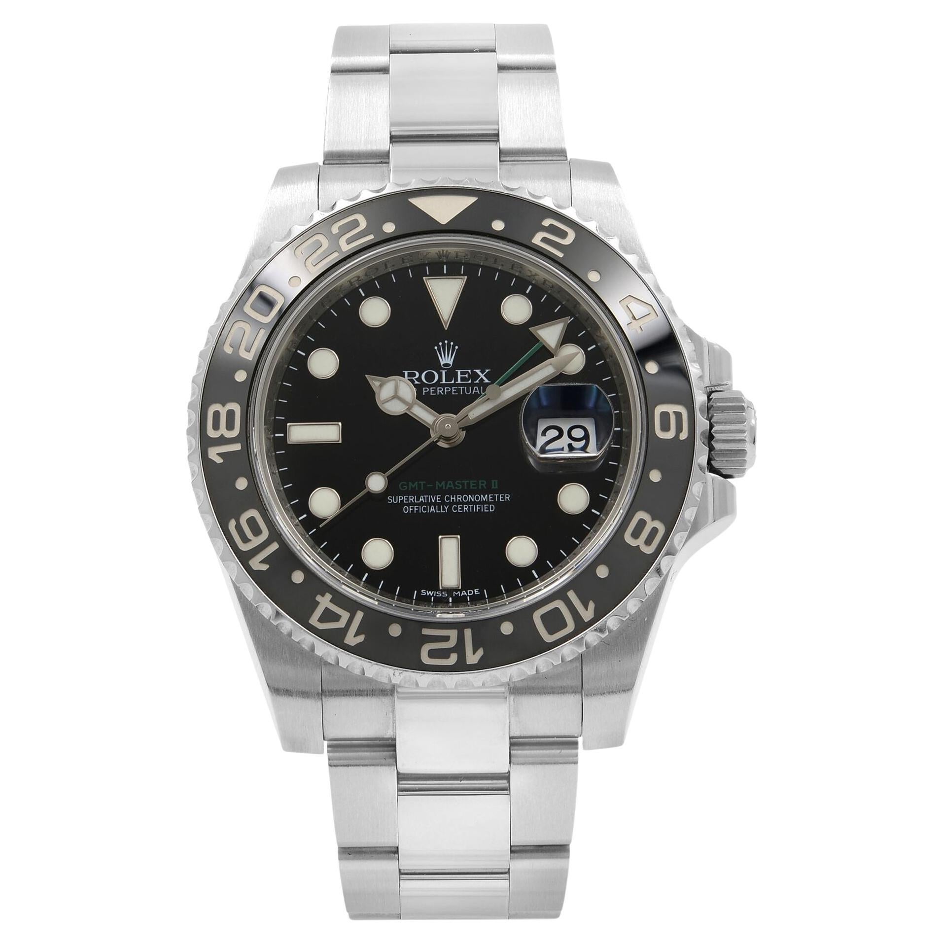 Rolex GMT-Master II Steel Gold Black Dial Ceramic Bezel Mens Watch ...