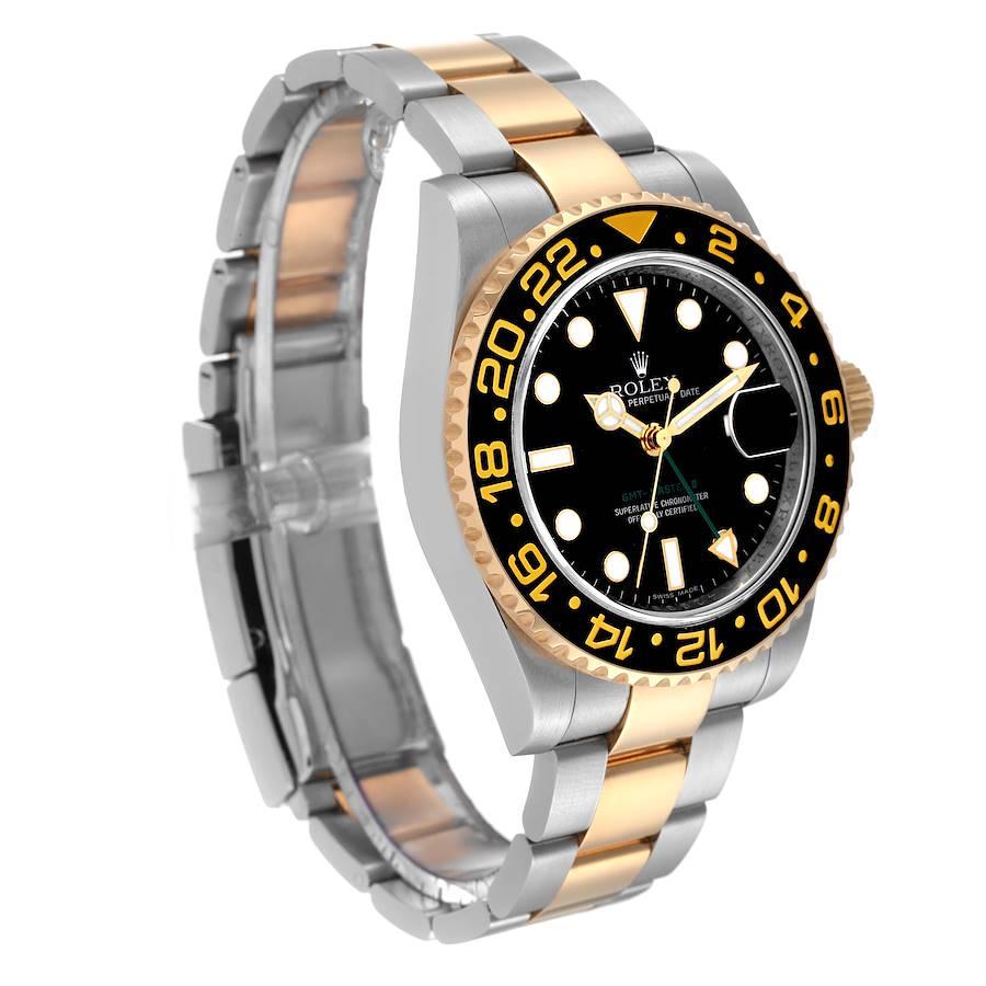 Rolex GMT Master II Steel Yellow Gold Black Dial Mens Watch 116713 Box ...