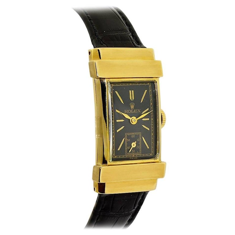 Rolex Gold Art Deco Rectangle Tank Style at 1stDibs | art deco tank