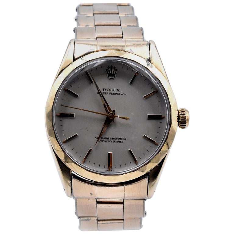 Rolex Gold Capped Oyster Perpetual with Rare Fantasy Bezel For Sale at ...