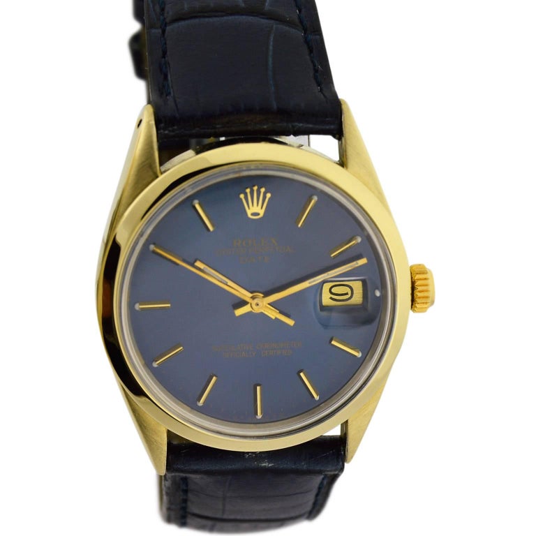 Rolex Gold Shell Original Blue Dial Automatic Wristwatch, circa 1980 at ...