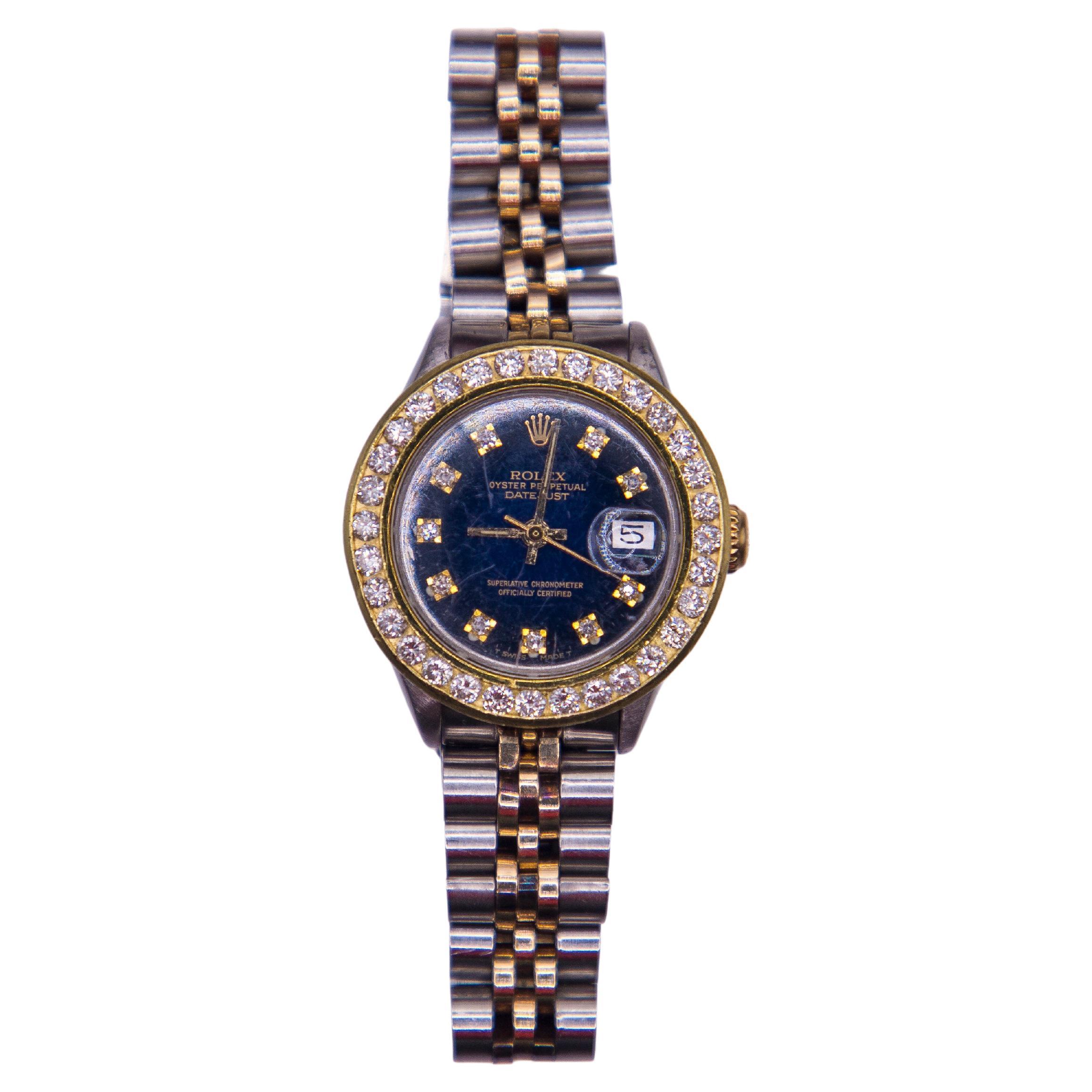 Rolex Ladies 18k Gold/SS Datejust, 2.00 carats Diamond Bezel/Dial Model #6917 at 1stDibs