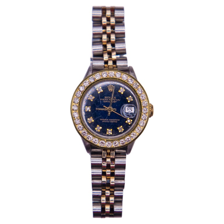 Rolex Ladies 18k Gold/SS Datejust, 2.00 carats Diamond Bezel/Dial Model #6917 at 1stDibs