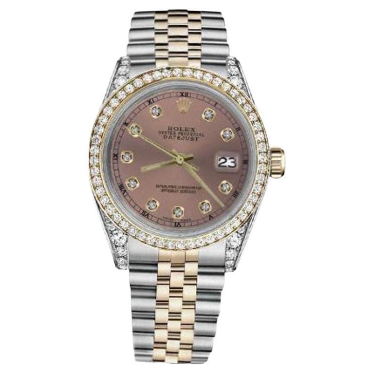 Rolex Ladies Datejust Two Tone Diamond Bezel and Lugs Salmon Dial Watch ...