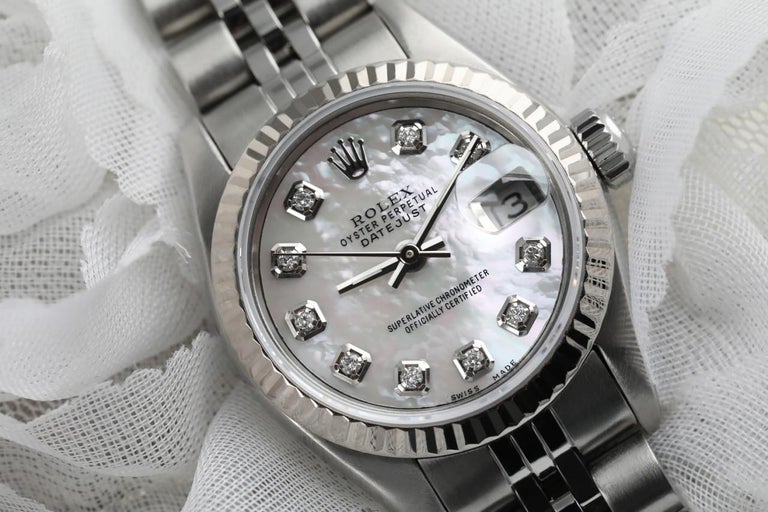 Rolex Ladies Datejust White Mother of Pearl Dial with Diamond Accent ...