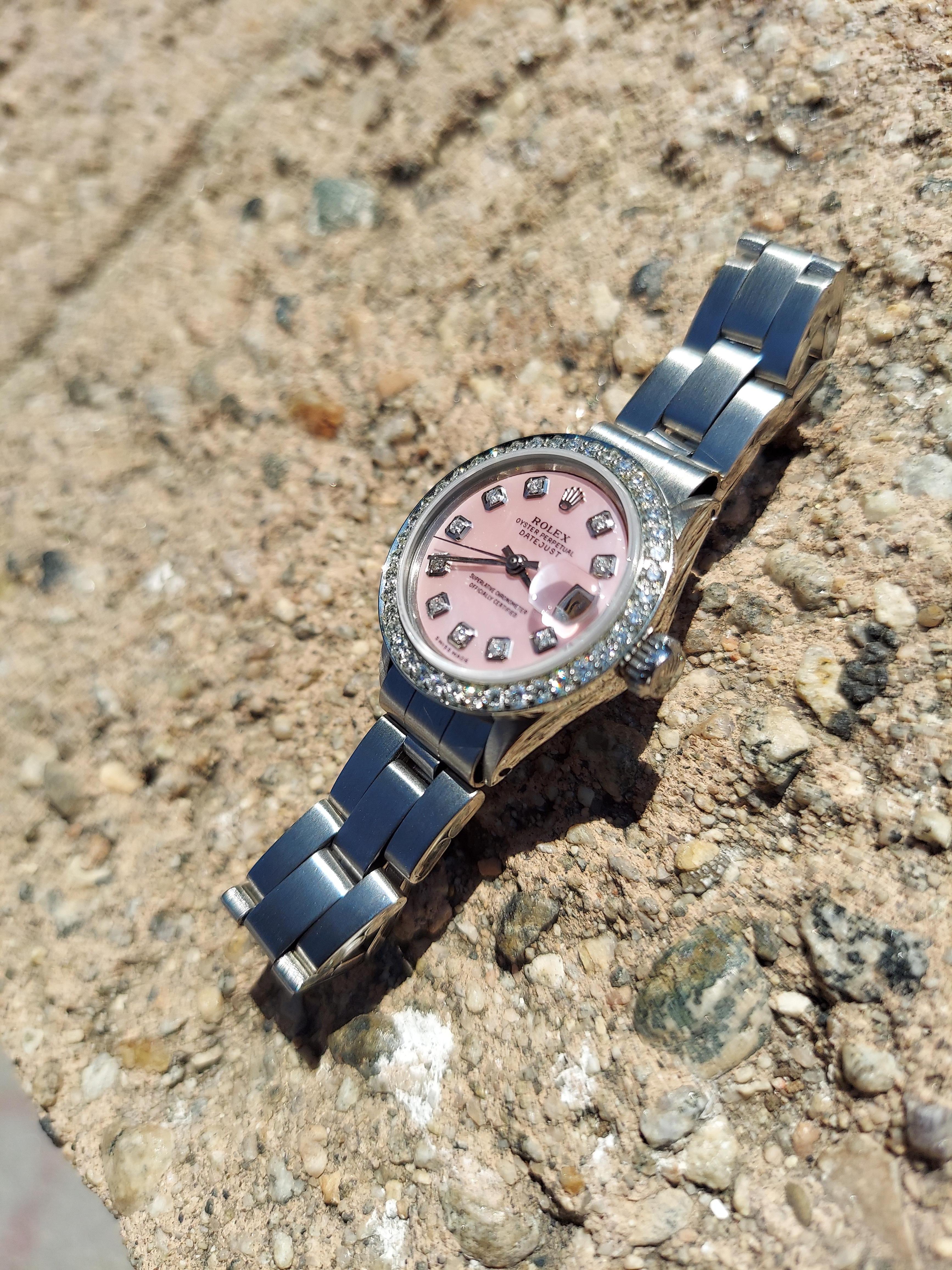 Rolex Ladies 6516 Pink MOP Diamond Oyster Steel For Sale at 1stDibs ...