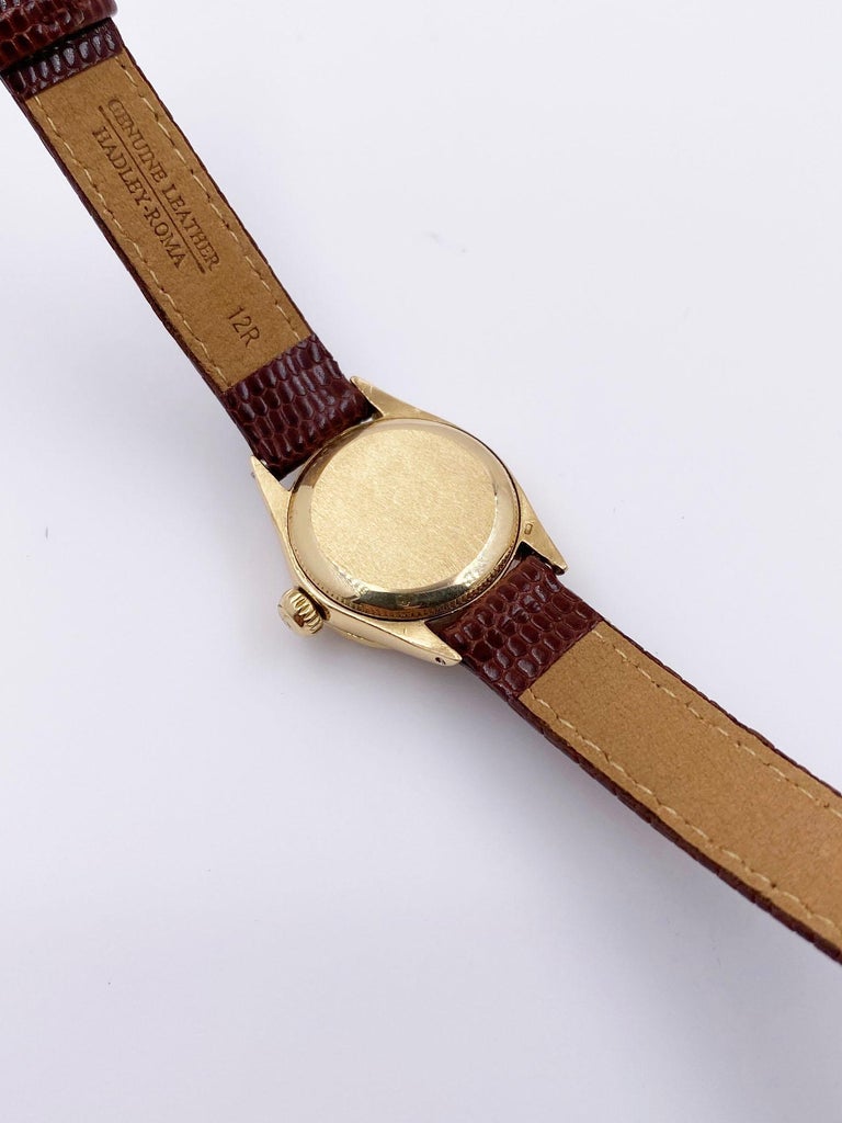 Rolex Ladies 6619 Oyster Perpetual Diamond Bezel Diamond Dial 18 Karat ...