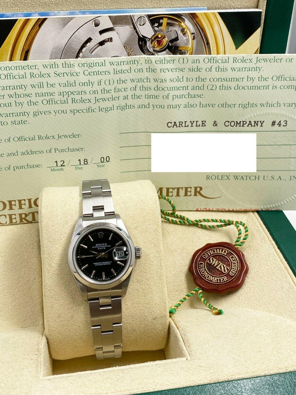 Rolex Ladies Date 79160 Black Dial Stainless Steel Box Papers For Sale ...