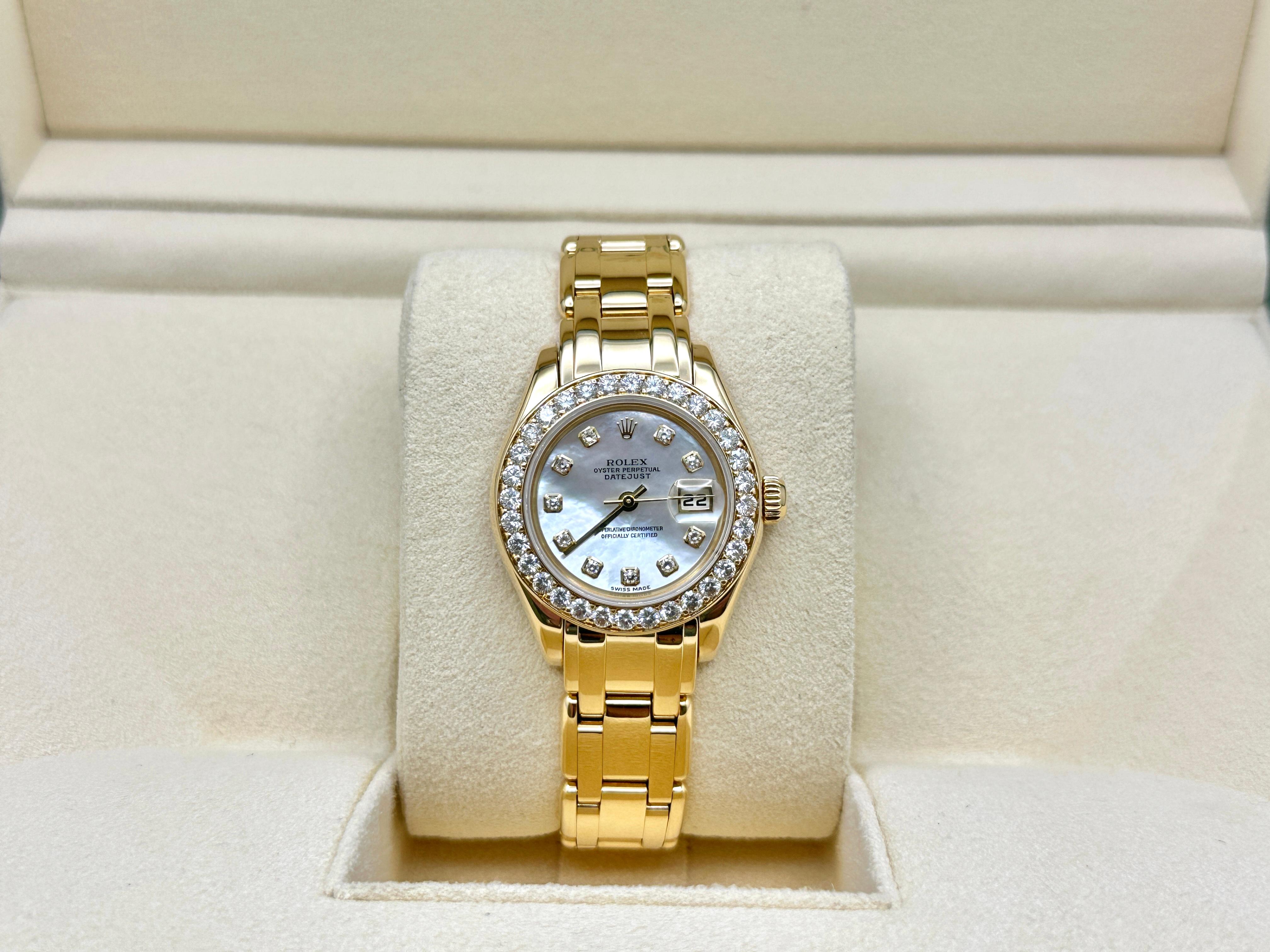 Rolex Ladies Pearlmaster 80298 29mm MOP Diamond Dial Diamond Bezel 18K ...