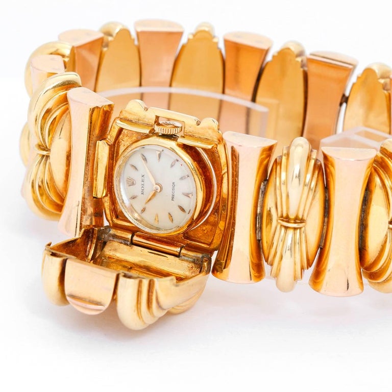 Rolex Ladies Tri-Color Gold Precision Manual Wind Bracelet Wristwatch ...