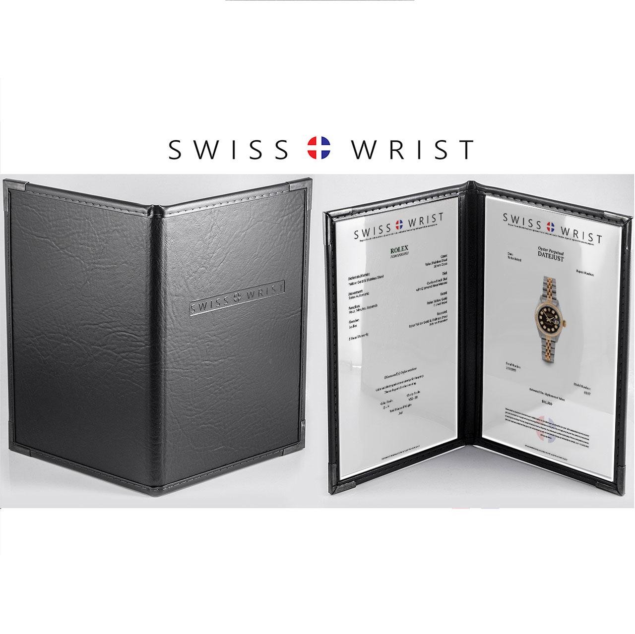 Rolex Ladies Two Tone Datejust Black Diamond Dial Fluted Bezel Jubilee ...