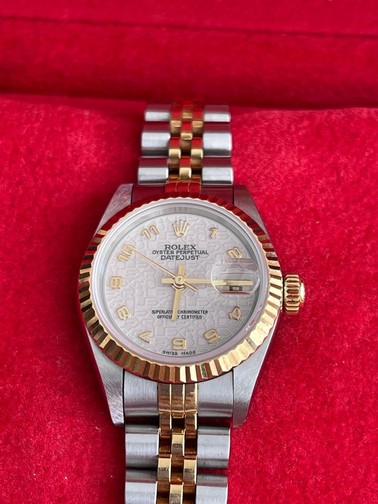 Rolex lady date just 26mm two tone in box For Sale at 1stDibs