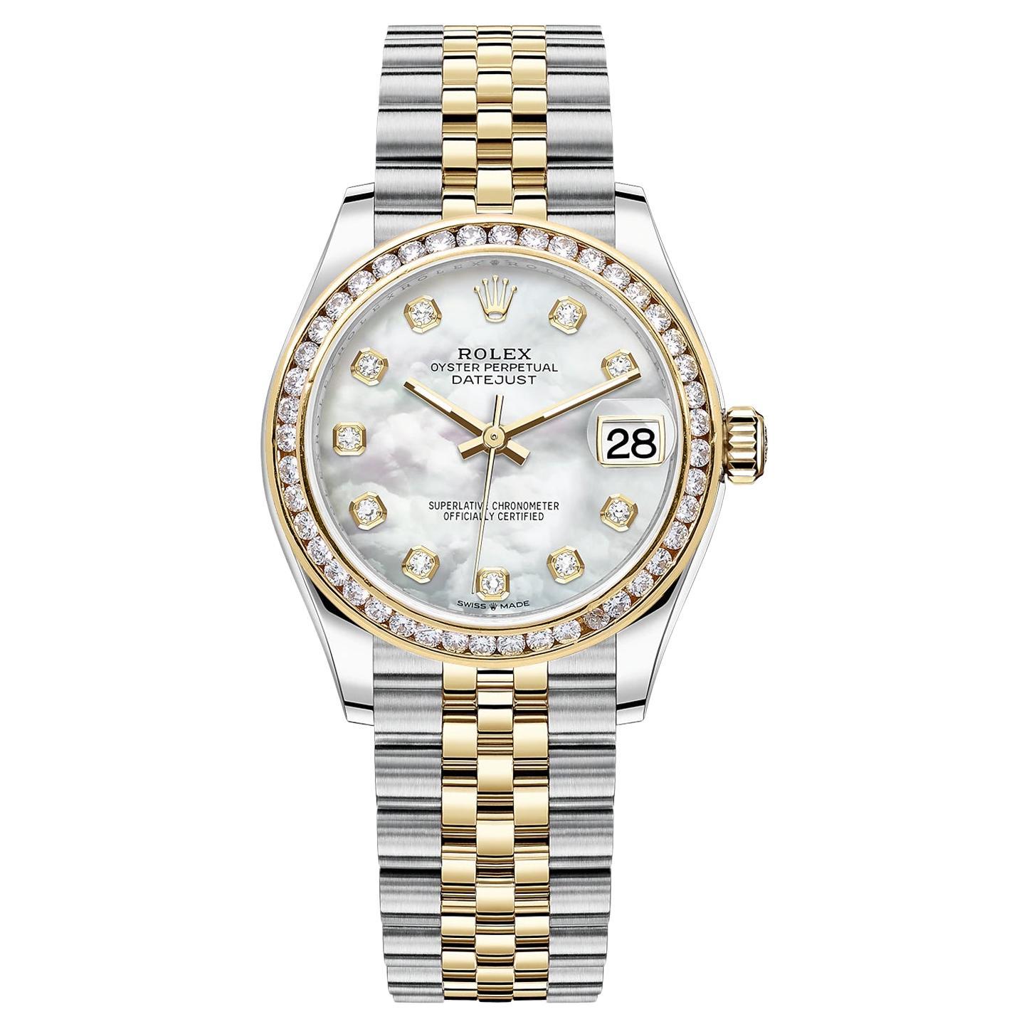 Rolex Lady-Datejust Pearlmaster Yellow Gold with Diamond Bezel Watch ...