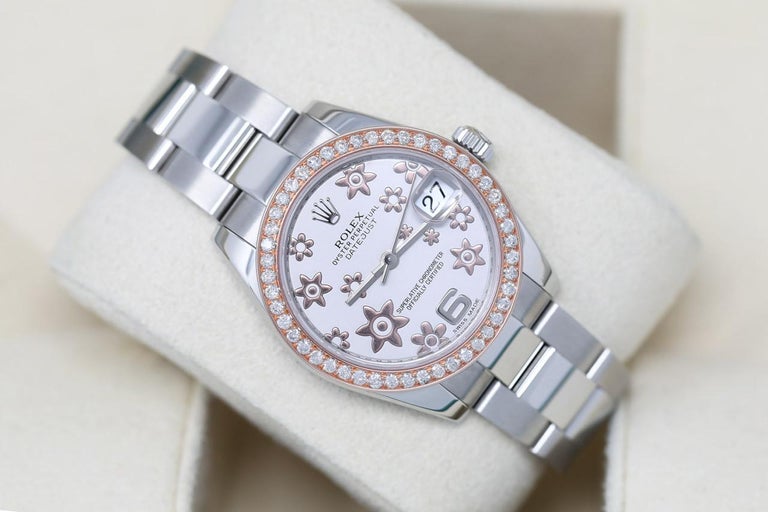 Rolex Lady-Datejust Stainless Steel Rare Rose Flower Silver Factory ...