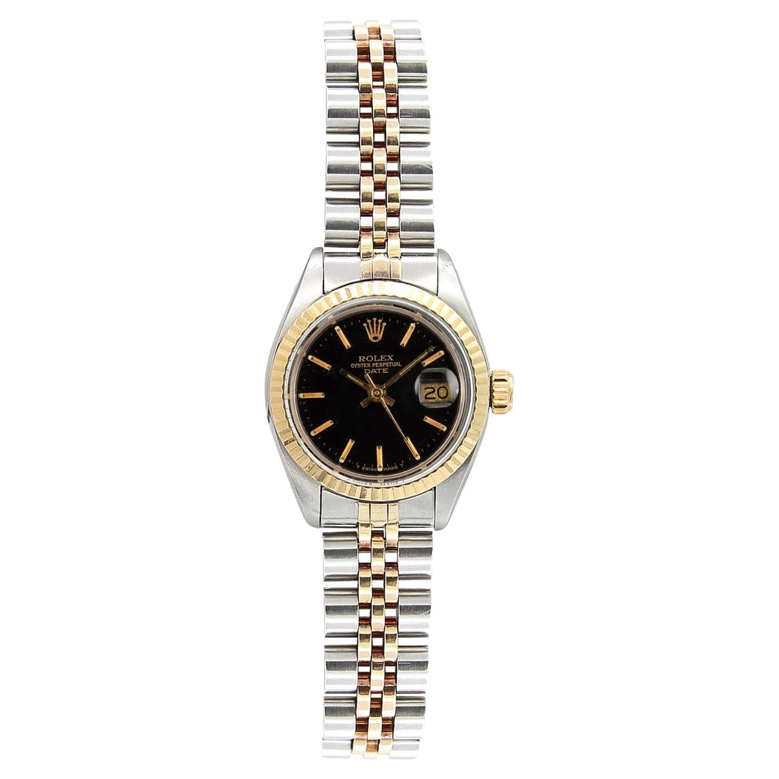Rolex Lady-Datejust 6917 Black Matte Dial, Gold Indexes, Steel/Gold ...