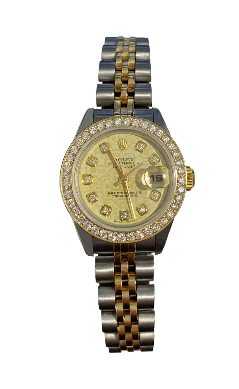 Rolex Lady-Datejust Diamond Bezel Watch 69173 For Sale at 1stDibs