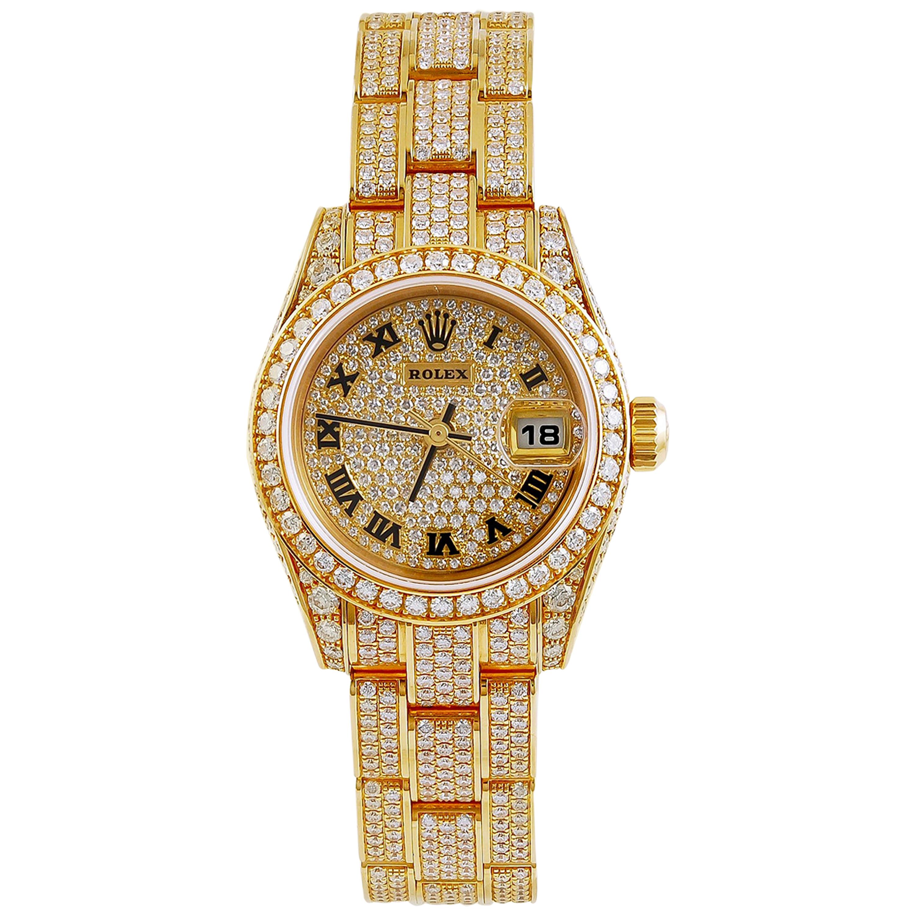 Rolex Lady's Yellow Gold Diamond Datejust Wristwatch Ref 69138 For Sale ...
