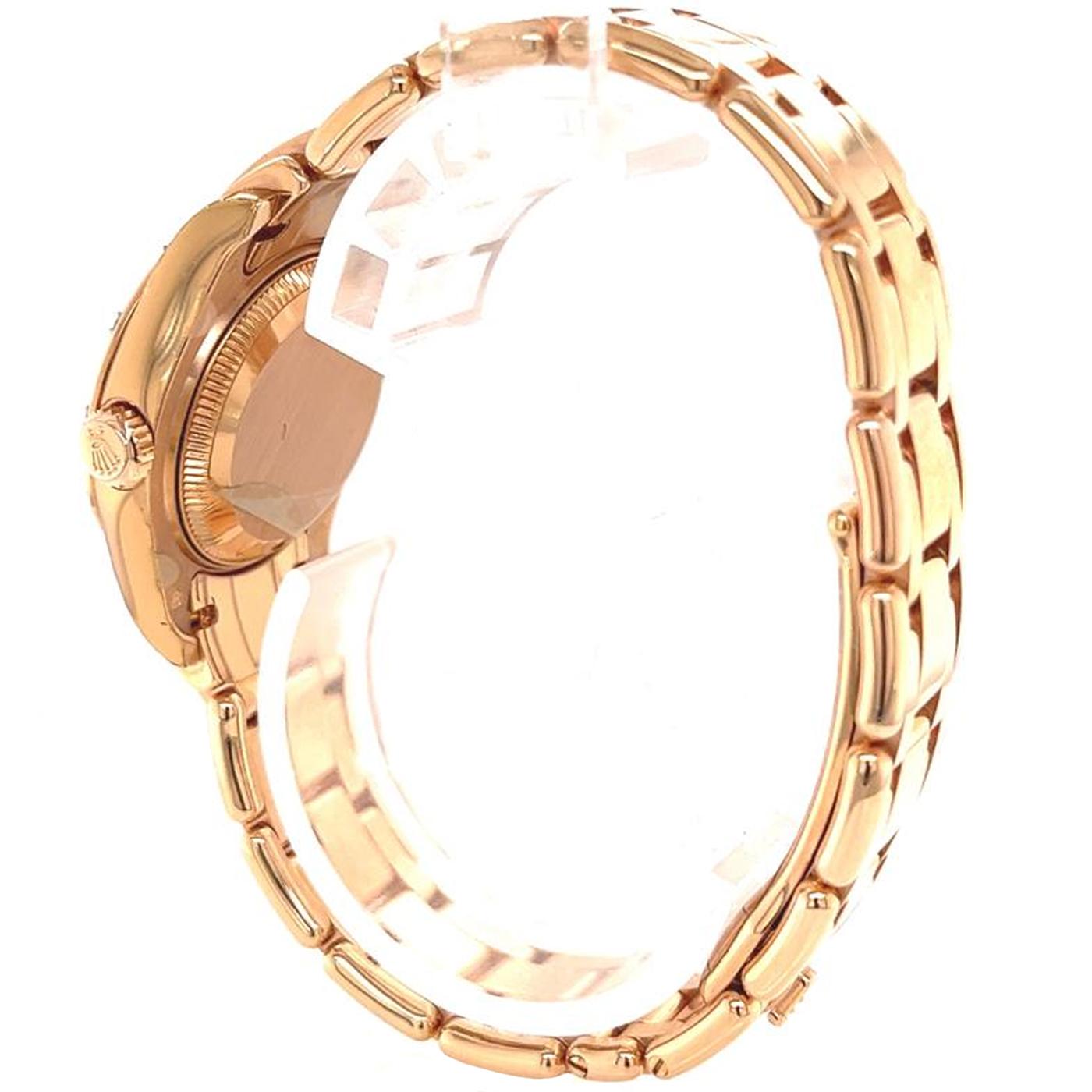 Rolex Lady-Datejust Pearlmaster Rose Gold Pink Roman Diamond Dial Watch ...