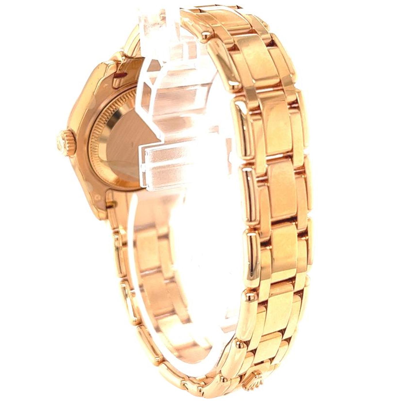 Rolex Lady-Datejust Pearlmaster Rose Gold Pink Roman Diamond Dial Watch ...