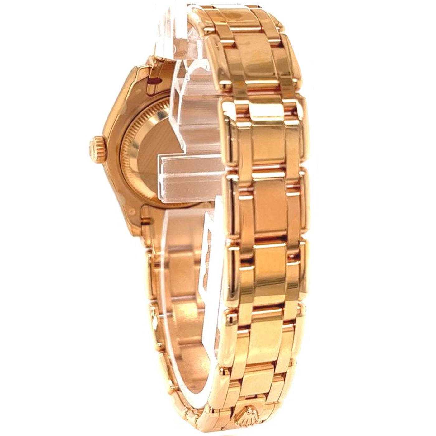 Rolex Lady-Datejust Pearlmaster Rose Gold Pink Roman Diamond Dial Watch ...