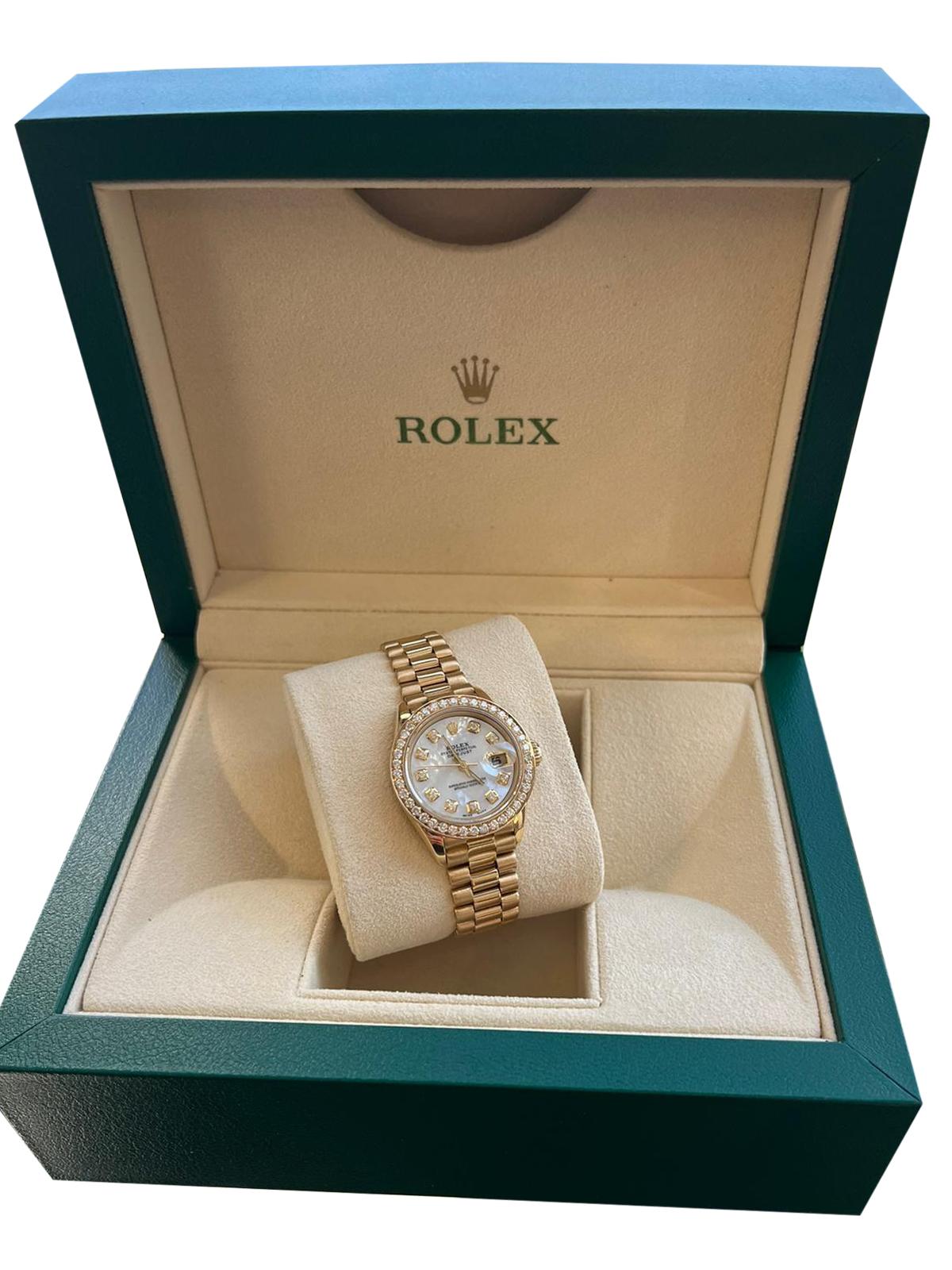 Rolex Lady-Datejust President Aftermarket Diamond Bezel MOP Dial Watch ...
