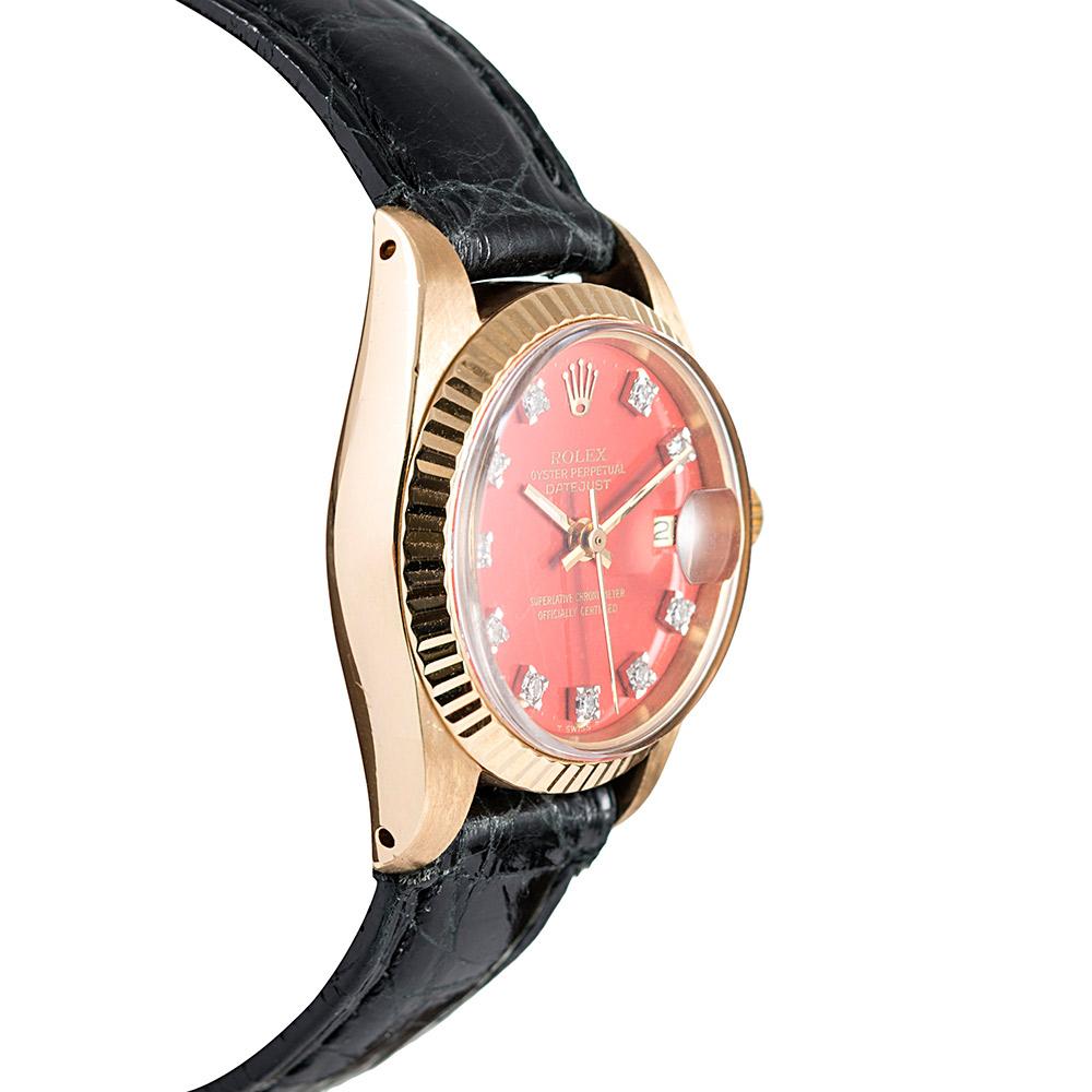 Rolex Lady Datejust Ref. #6917 with Orange Diamond Stella Dial at 1stDibs