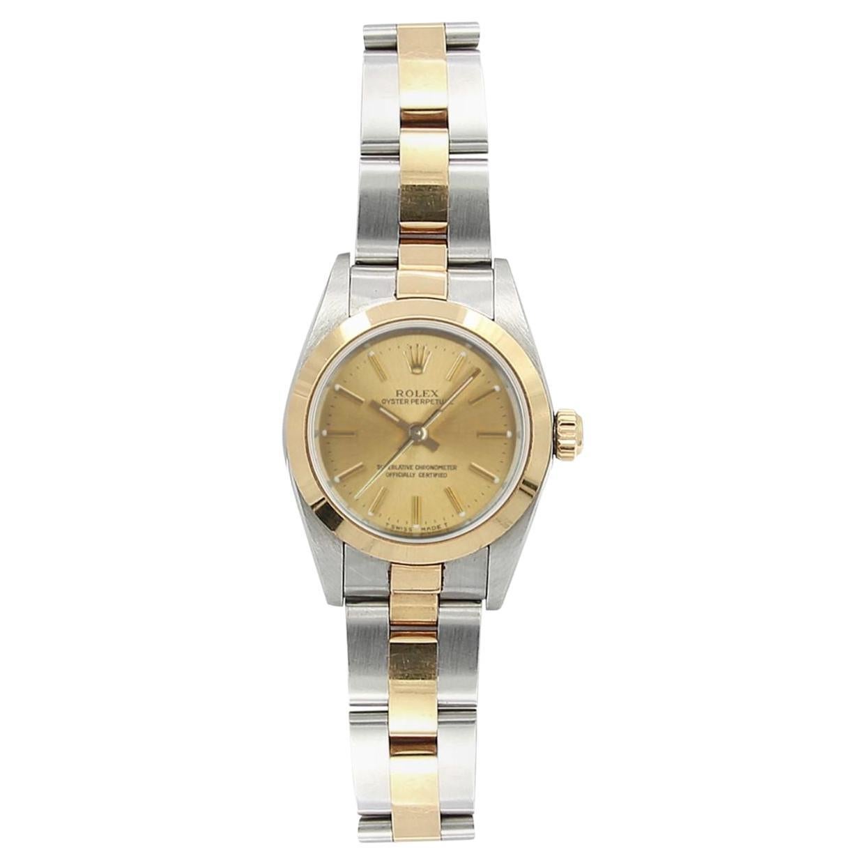 Rolex Lady Oyster Perpetual 67183 Steel/Gold, Champagne Dial, Oyster ...