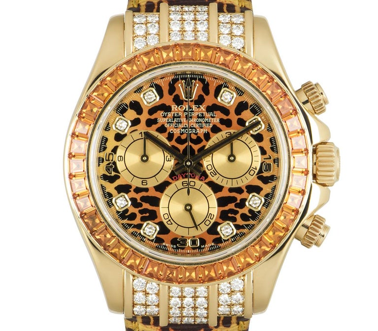 Rolex Leopard Daytona Yellow Gold Cognac Sapphires 116598SACO at 1stDibs