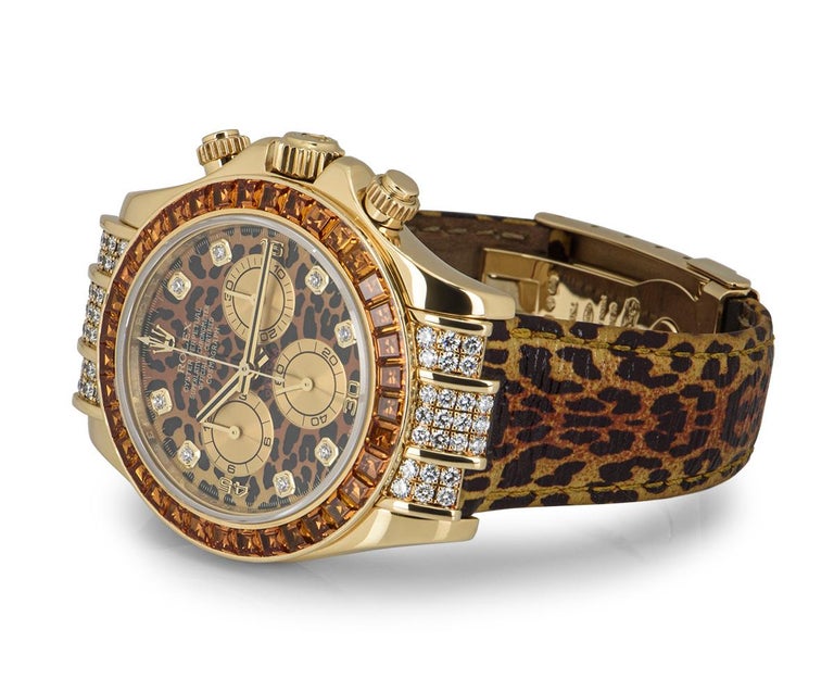 Rolex Leopard Daytona Yellow Gold Cognac Sapphires 116598SACO at 1stDibs